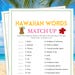 Hawaiian Word Match Up, Hawaii Trivia, Luau Party Games, Aloha Party ...
