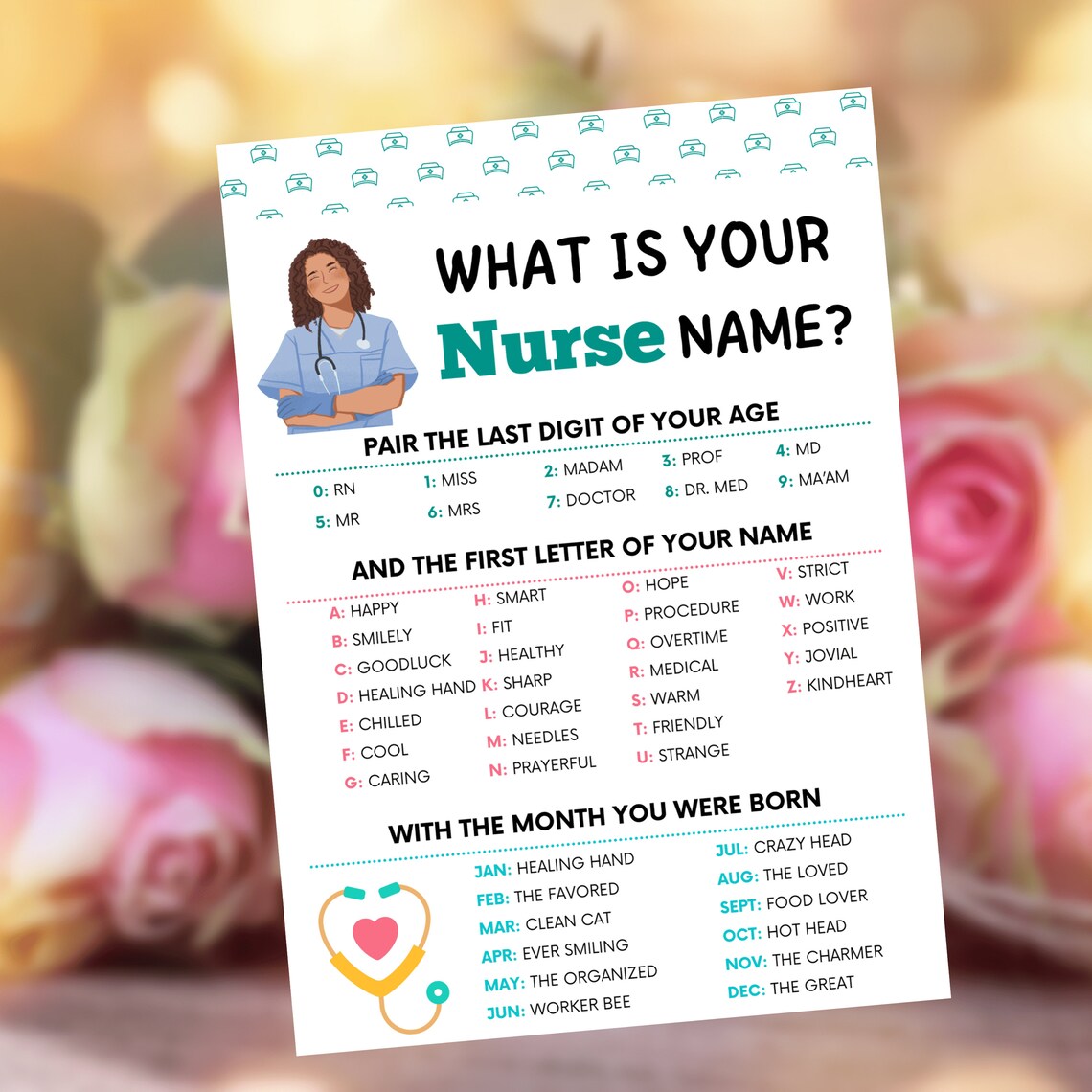 Nurse Games, What is Your Nurse Name, Nurse Party Games, Nurse ...