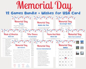10 Memorial Day Games Bundle, Memorial Day Games for Kids and Adults ...