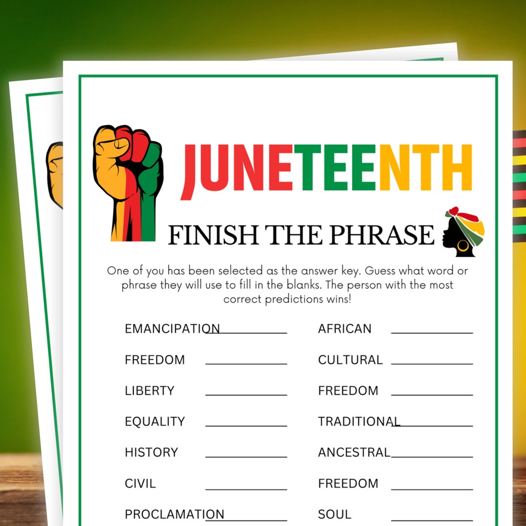 Juneteenth Games, Juneteenth Finish the Phrase, Black History Games ...