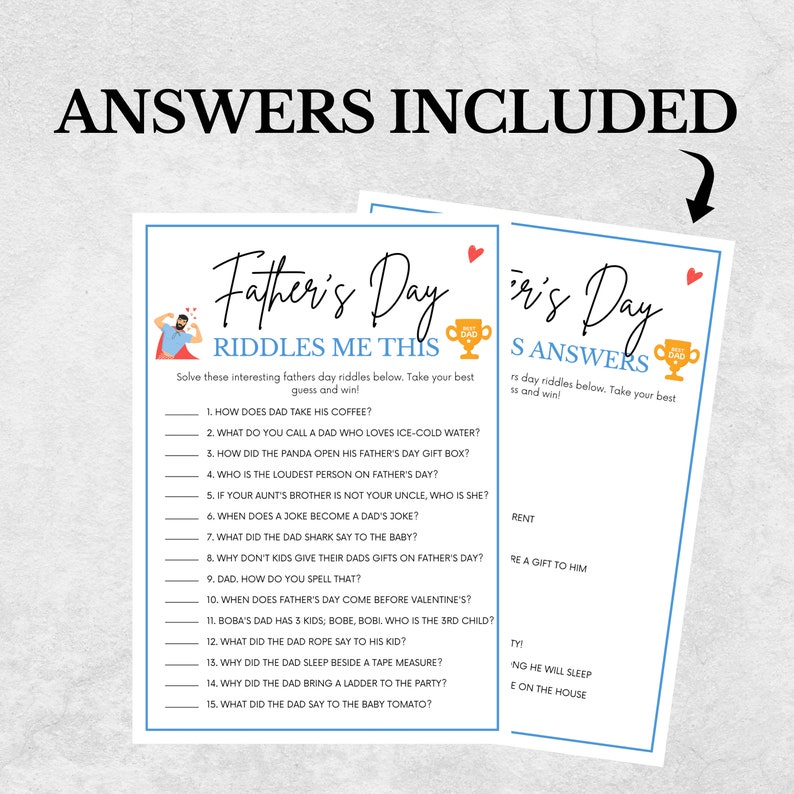 Fathers Day Games, Riddles, Fathers Day Riddles, Fathers Day Party ...