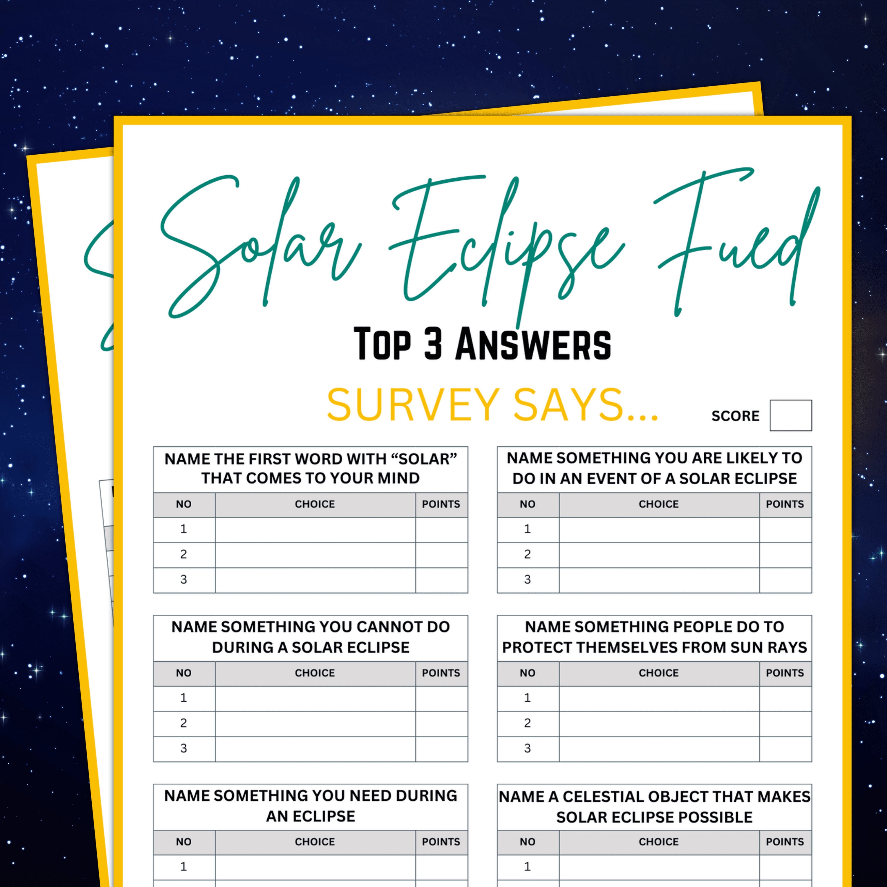 Solar Eclipse Trivia, Family Feud, Party Games for Kids, Adults and ...