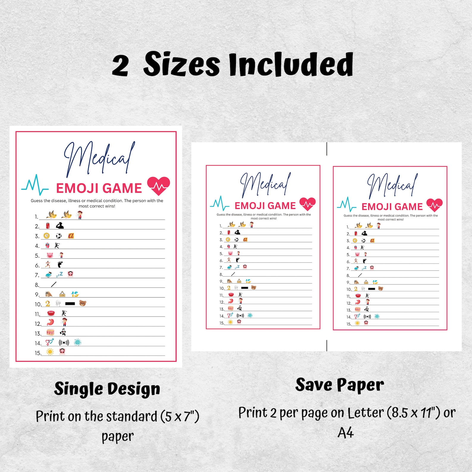 Medical Emoji Game, Medical Games, Printable Medical Party Games for ...