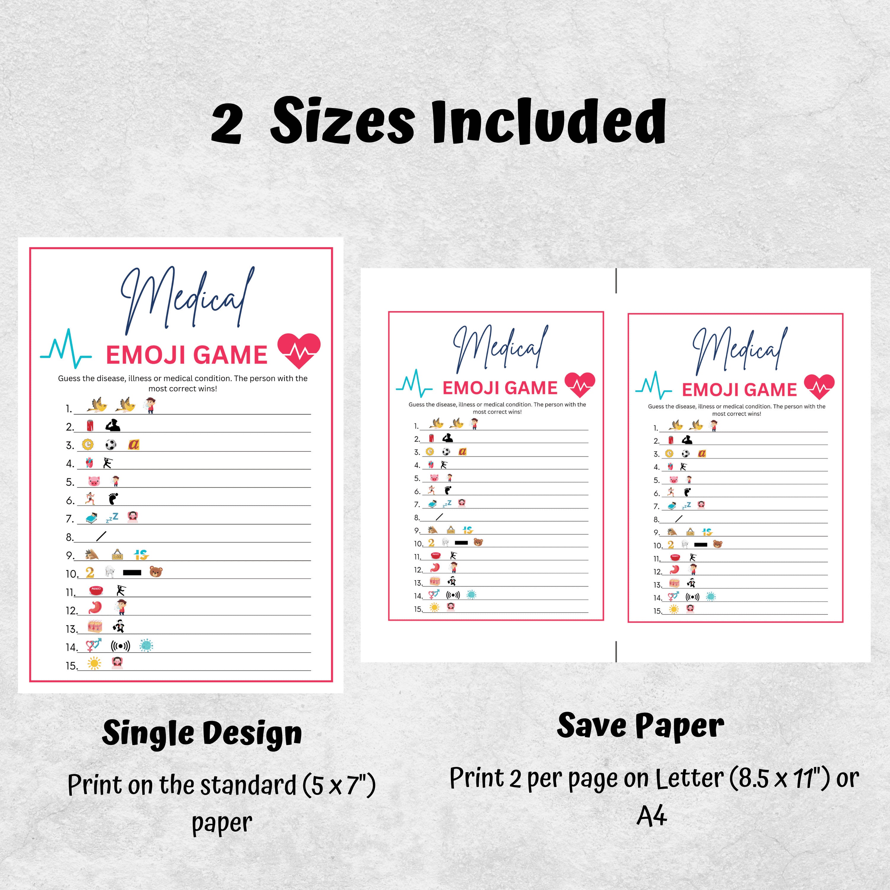 Medical Emoji Game, Medical Games, Printable Medical Party Games for ...