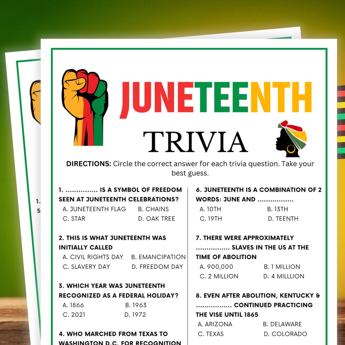 Juneteenth Games, Juneteenth Trivia Quiz, Black History Games ...