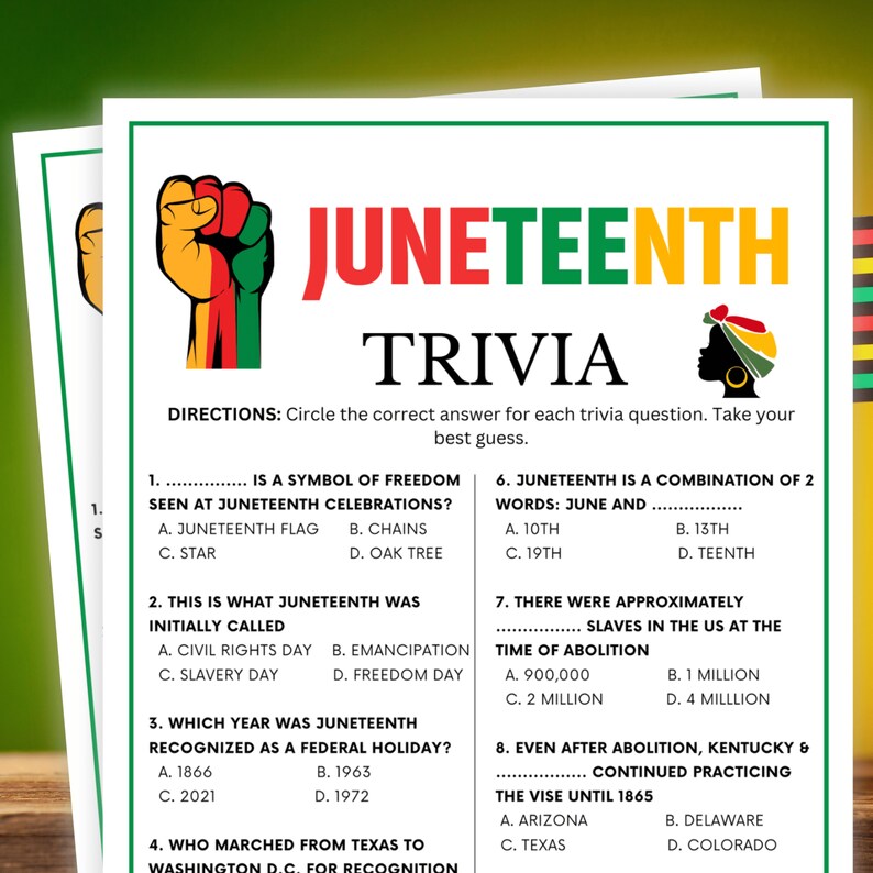 Juneteenth Games, Juneteenth Trivia Quiz, Black History Games ...