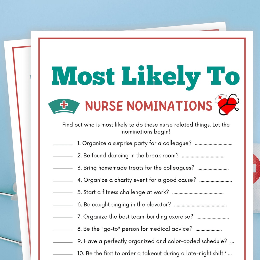 Nurse Games, Most Likely To, Nurse Nominations Game, Nurse , Nurse ...