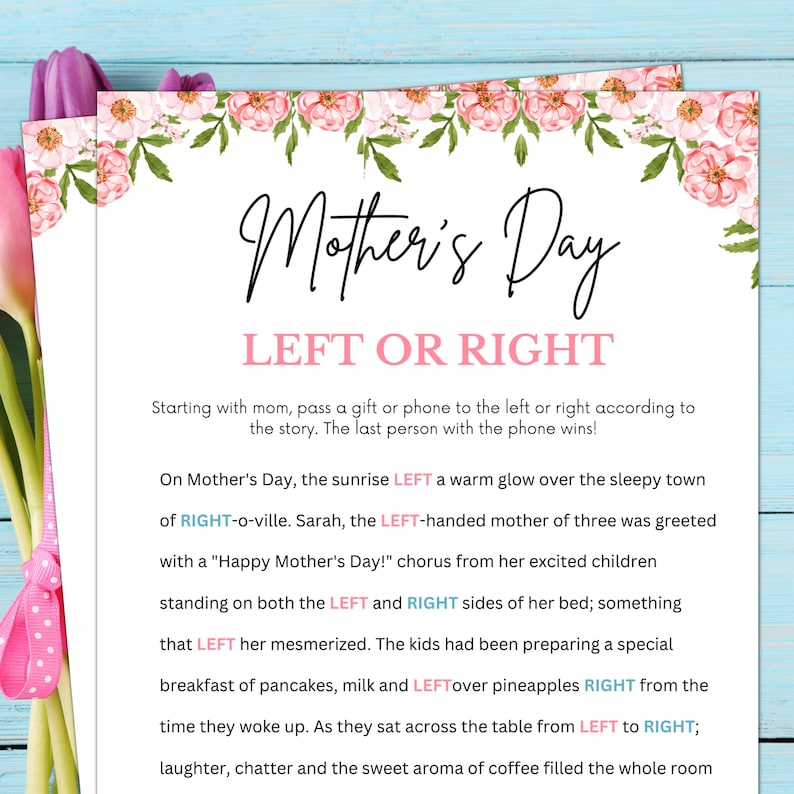 Mothers Day Games, Left or Right, Mothers Day Party Games for Kids ...