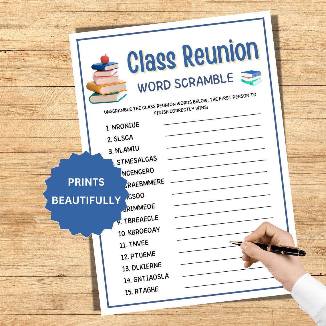 Class Reunion Games, Word Scramble, Class Reunion Party Game, Alumni ...