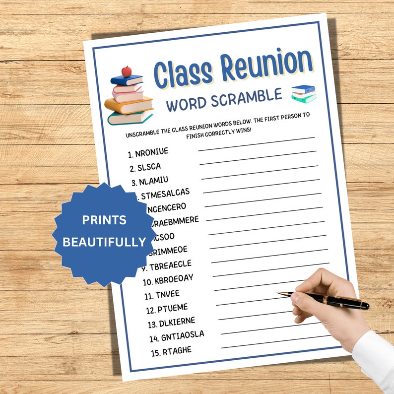 Class Reunion Games, Word Scramble, Class Reunion Party Game, Alumni ...