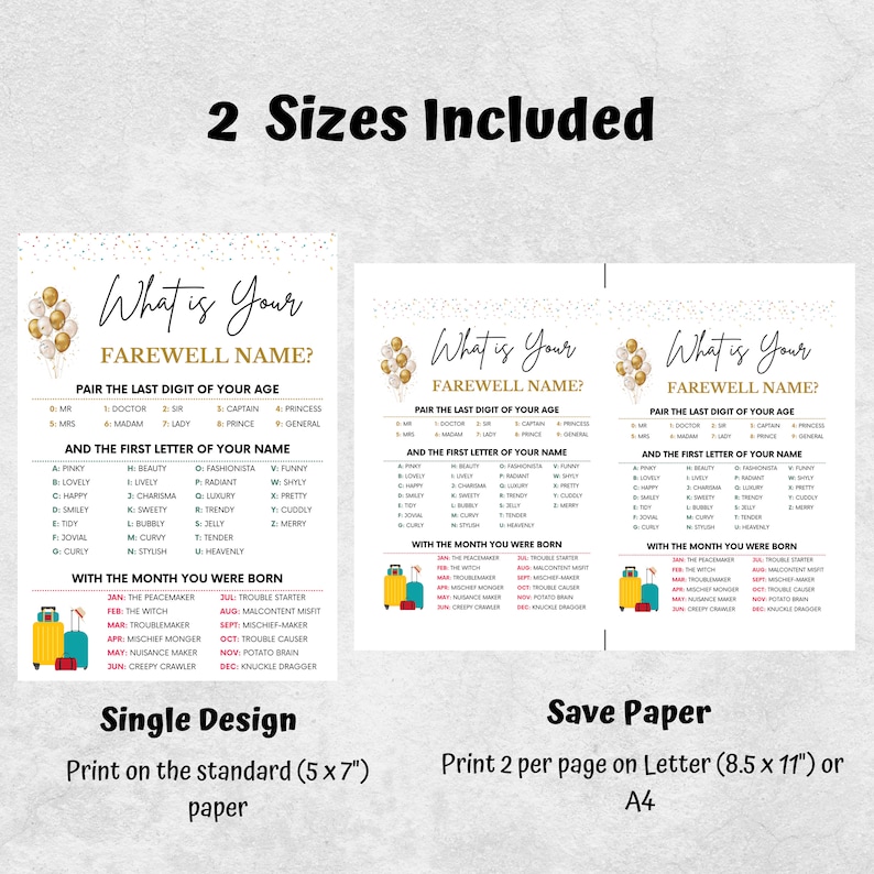 Farewell Party Games, What is Your Farewell Party Name?, Farewell ...