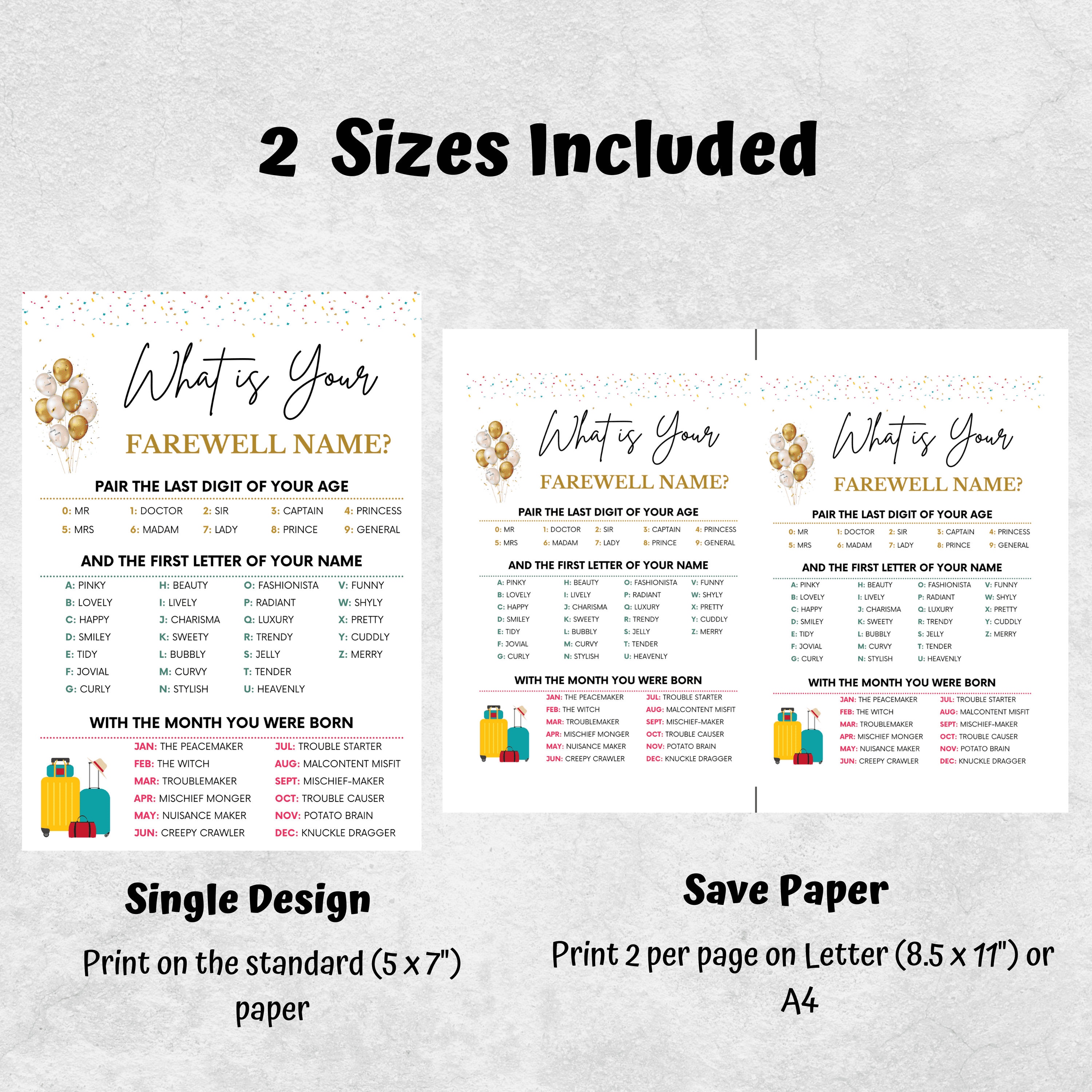 Farewell Party Games, What is Your Farewell Party Name?, Farewell ...