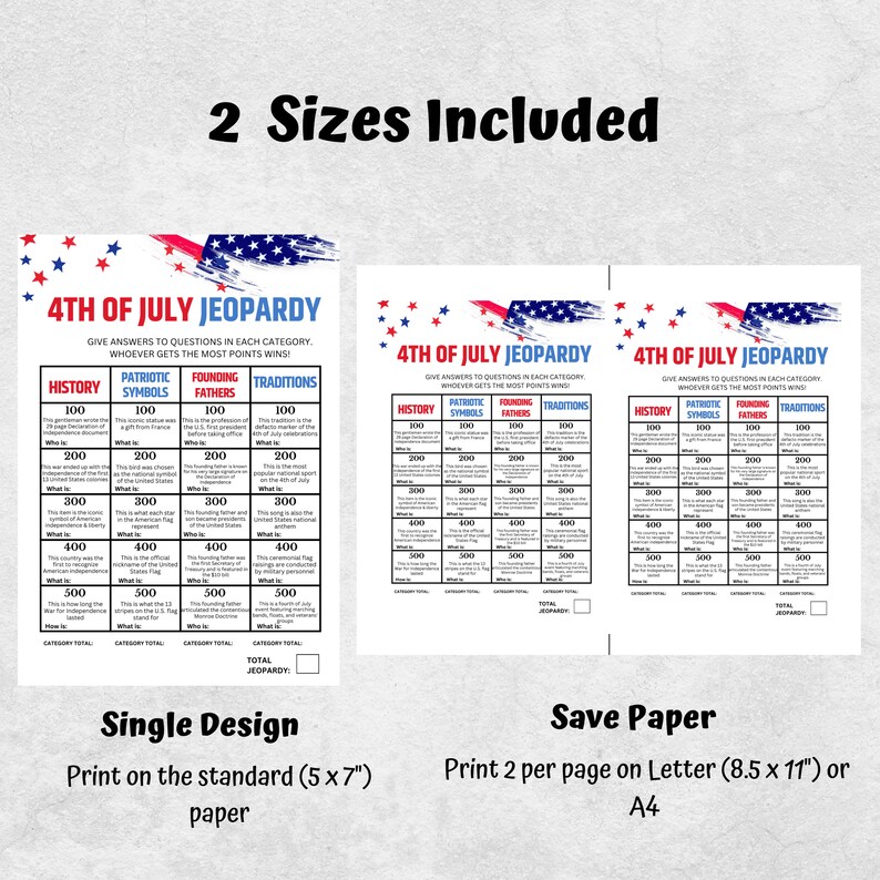 4th of July Games, 4th of July Jeopardy, Independence Day Games ...