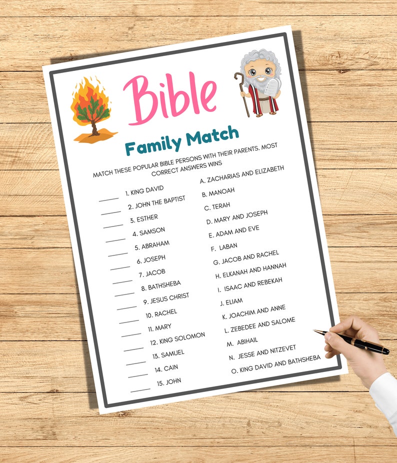 Bible Games, Bible Family Match Game, Bible Games Printable, Womens ...