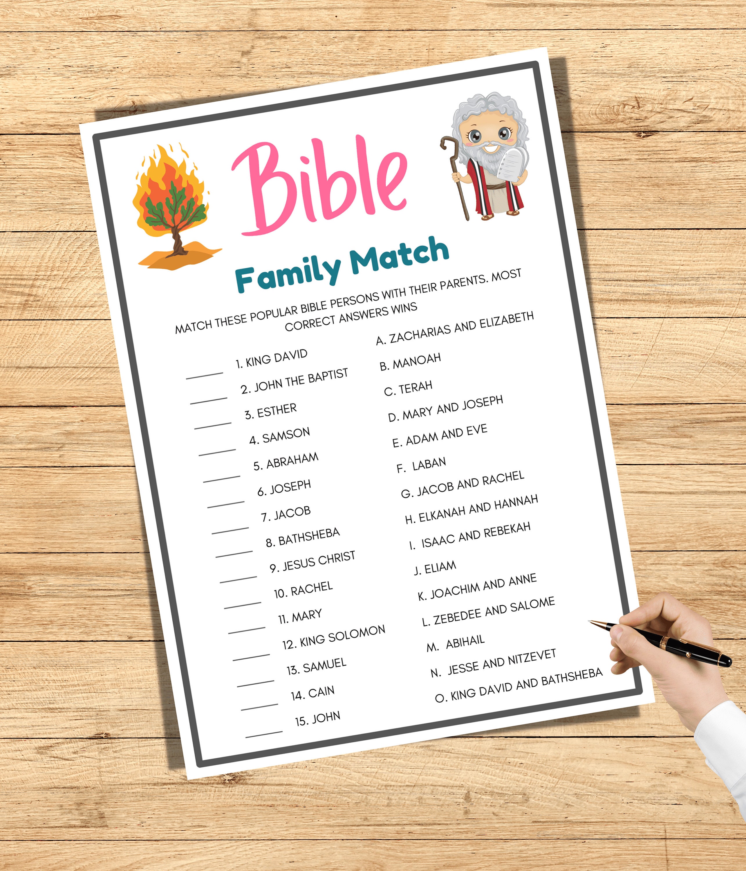 Bible Games, Bible Family Match Game, Bible Games Printable, Womens ...