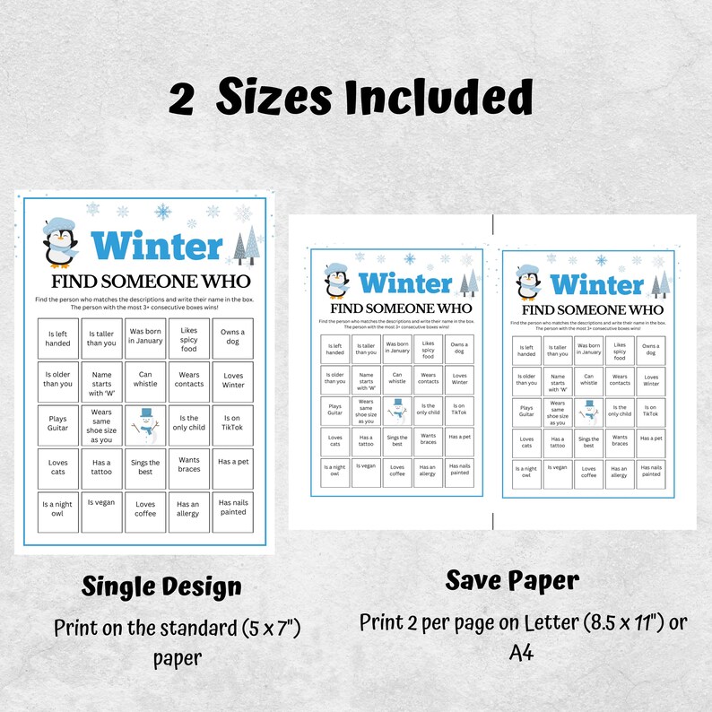 Winter Games, Find Someone Who, Winter Party Games, Winter Game for ...