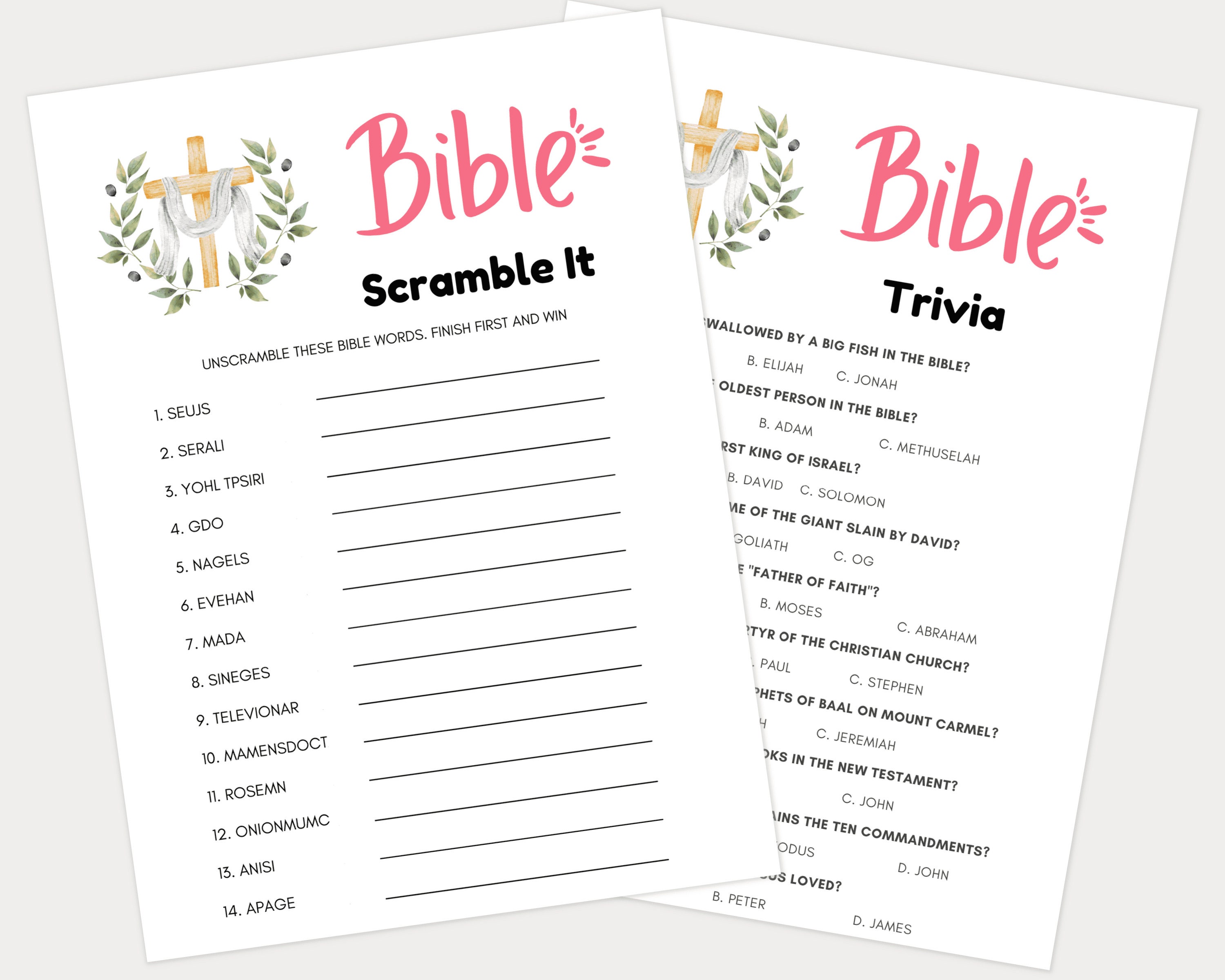 Bible Games Bundle, Bible Games for Kids and Adults, Bible Games for ...