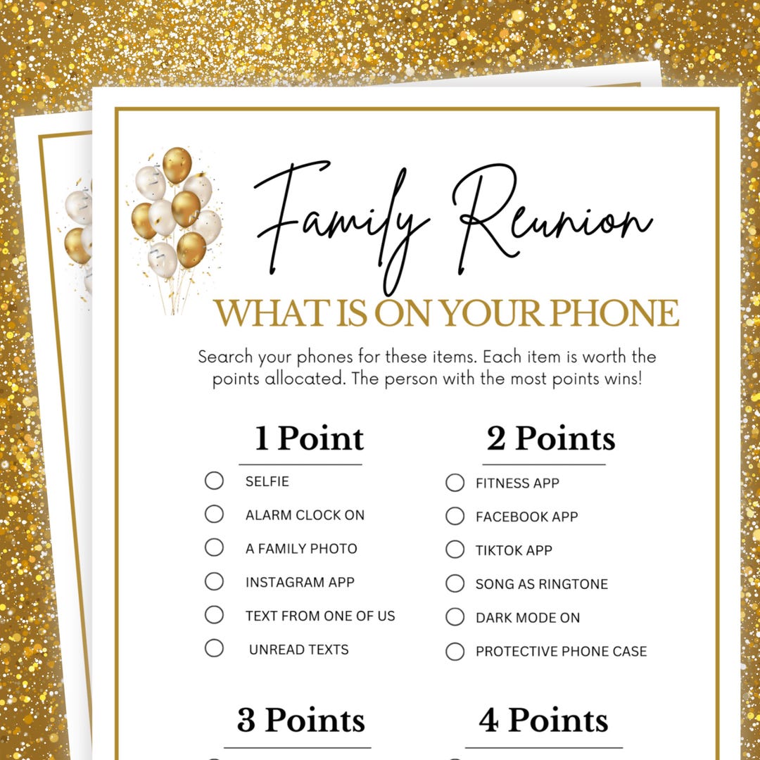 Family Reunion Games, What is on Your Phone, Family Games Night, Summer ...