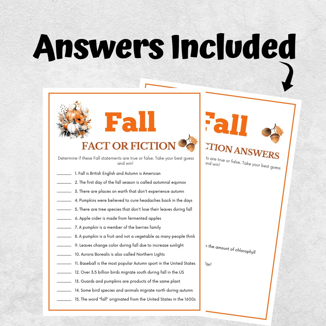 Fall Games, Fact or Fiction, Fall Games for Kids, Fall Games for Adults ...