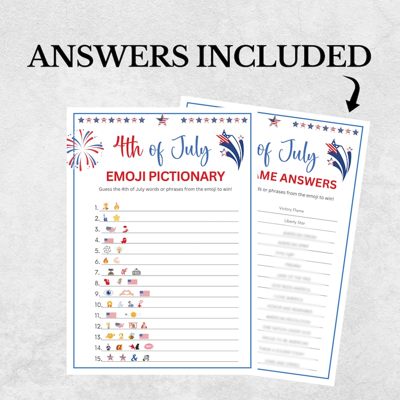 4th of July Emoji Trivia, 4th of July Games, Independence Day Game ...