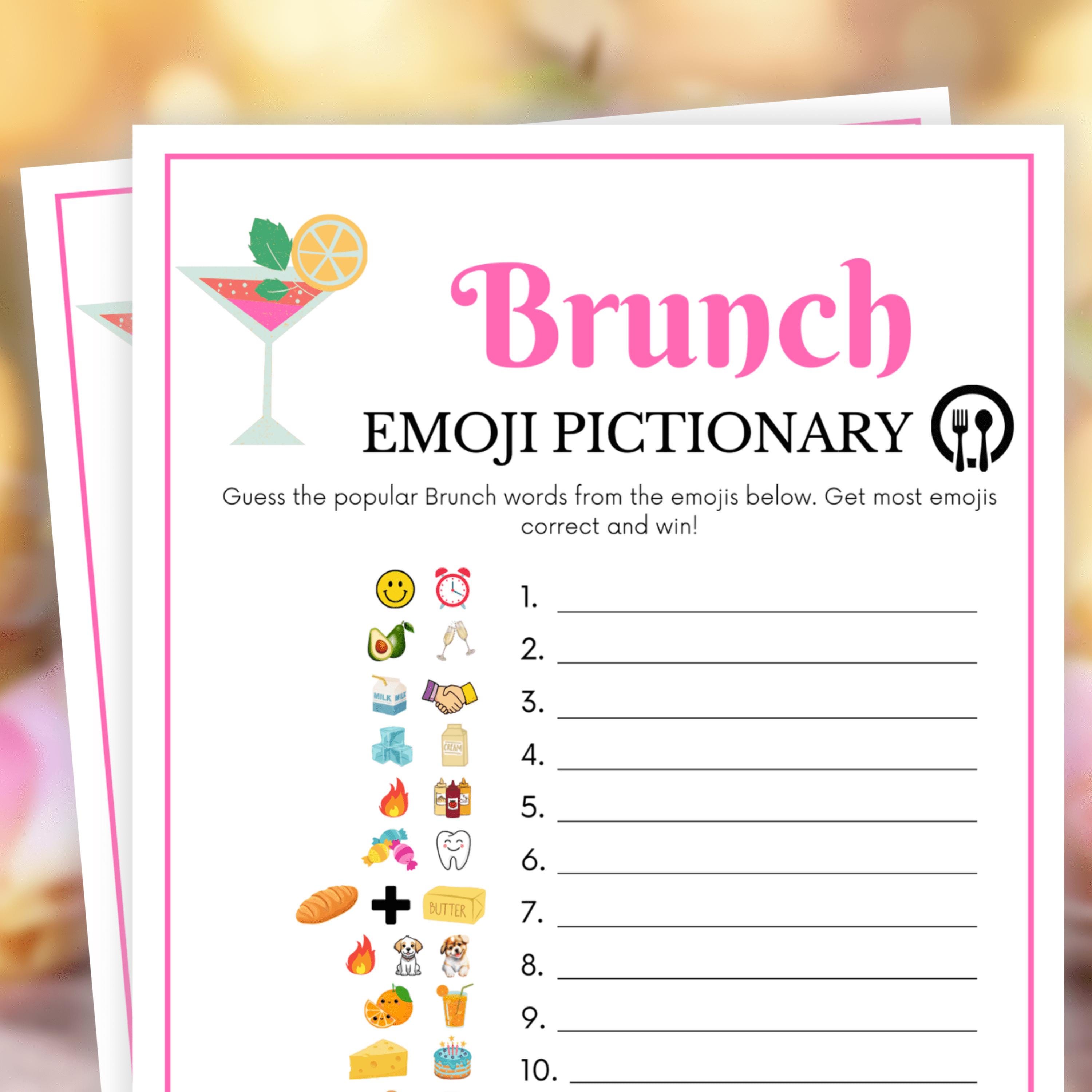 Brunch Party Games, Emoji Pictionary, Brunch Games, Brunch Birthday ...