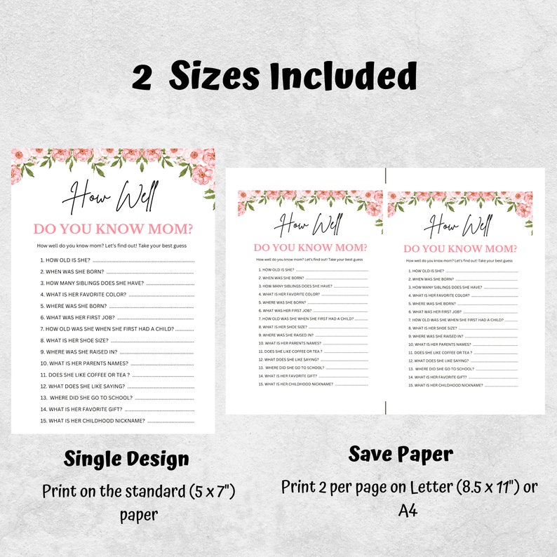 Mothers Day Games, How Well Do You Know Mother, Guess Who Knows Mom ...