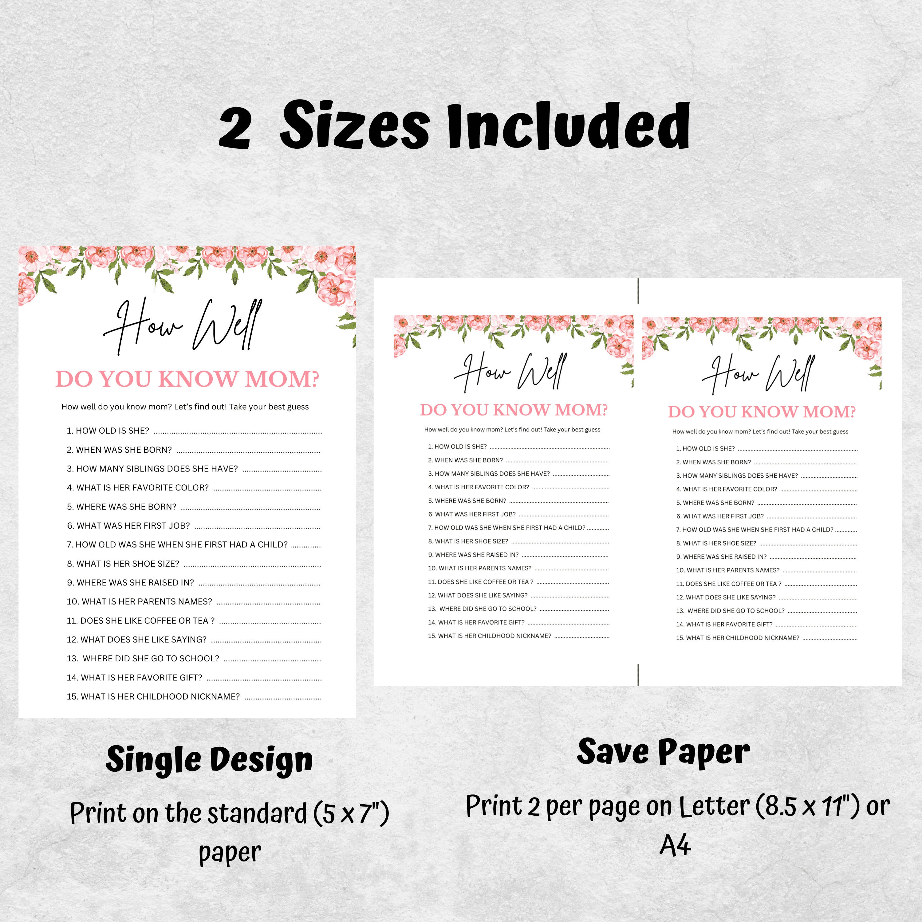 Mothers Day Games, How Well Do You Know Mother, Guess Who Knows Mom ...