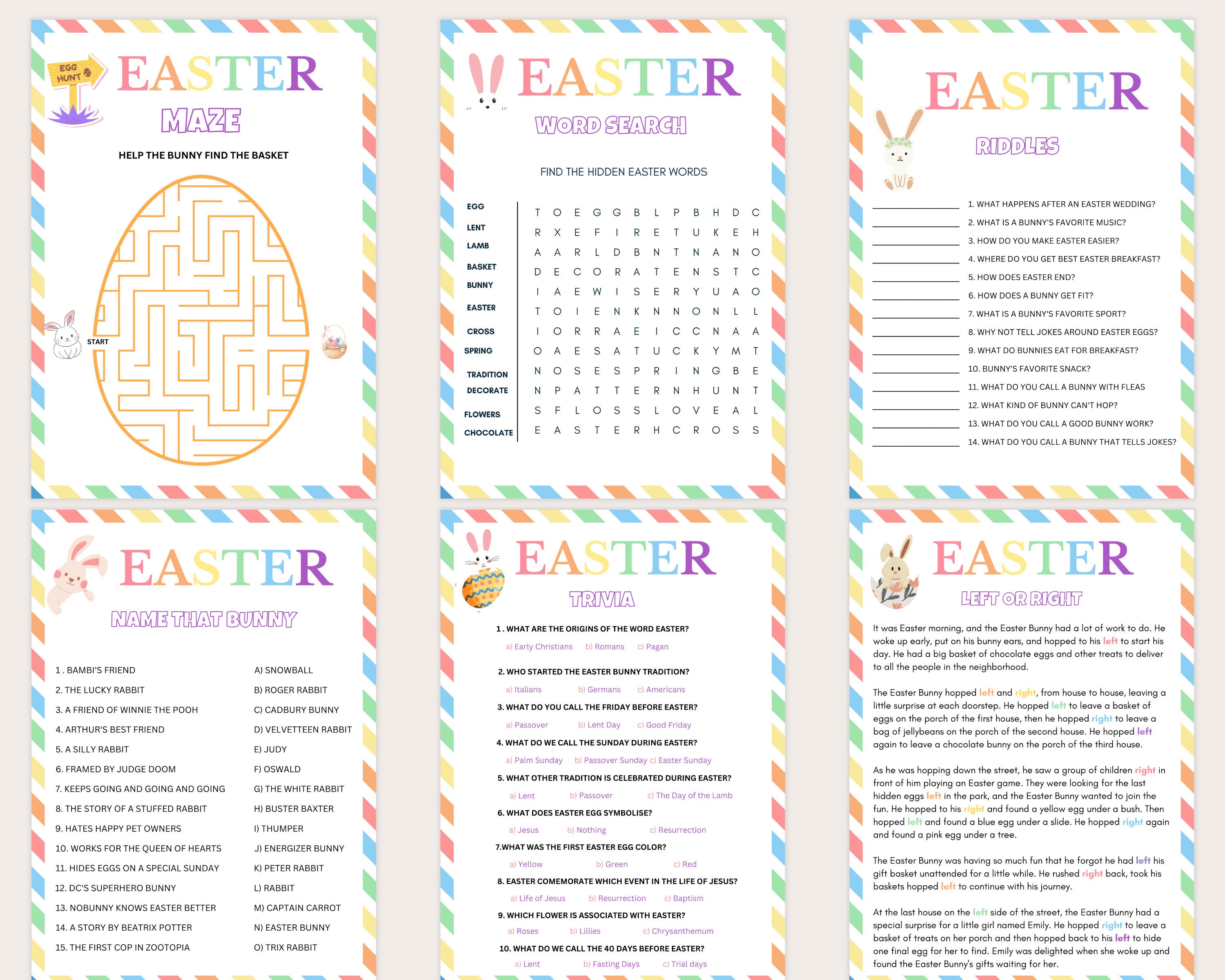 Easter Games, Easter Games Bundle, Printable Easter Games, Party Games ...