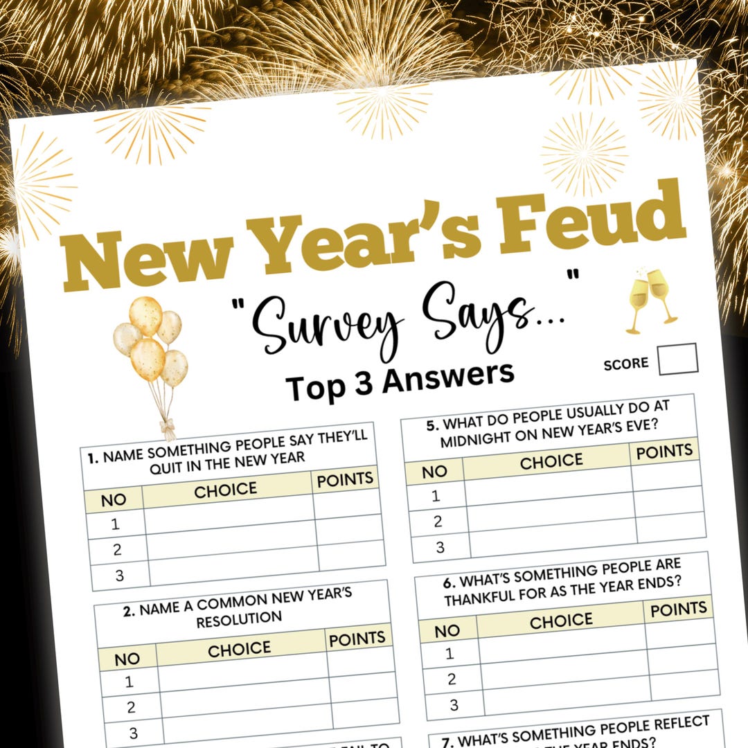 New Year Trivia, Family Feud, New Year Party Games, New Year's Eve ...