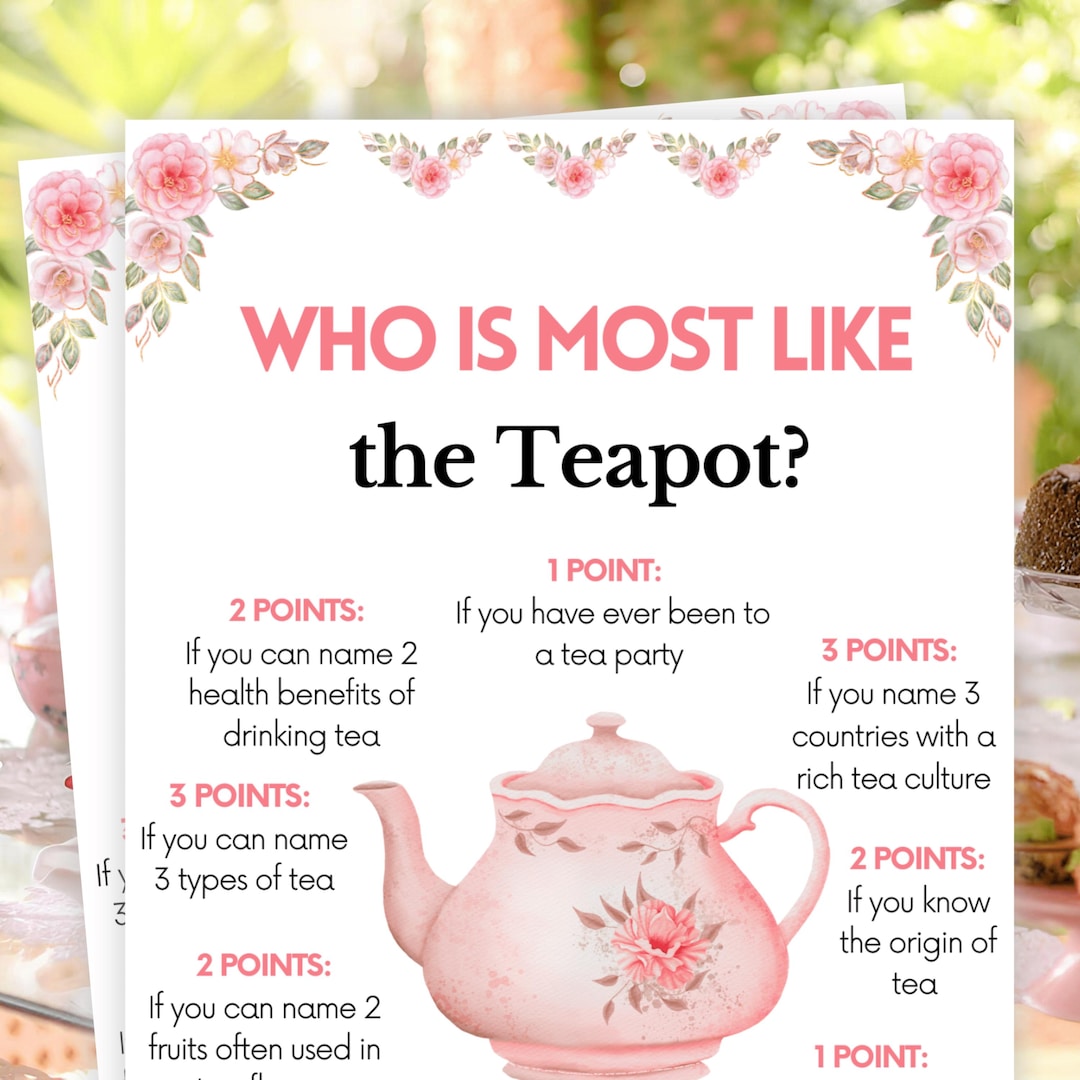 Tea Party Game: Who is Most Like the Teapot Ladies (printable Download ...