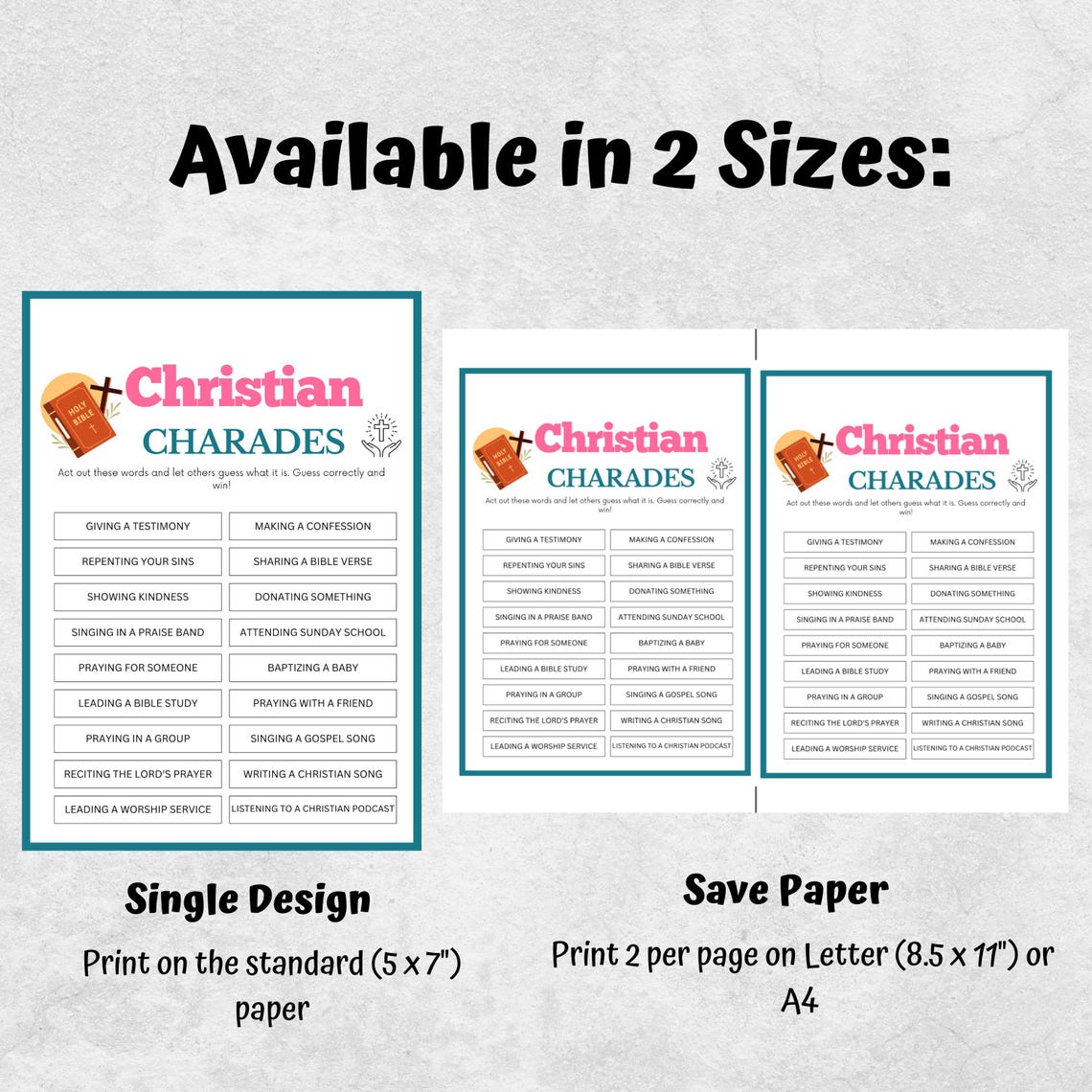 Christian Charades, Bible Games for Kids, Bible Games for Adults ...