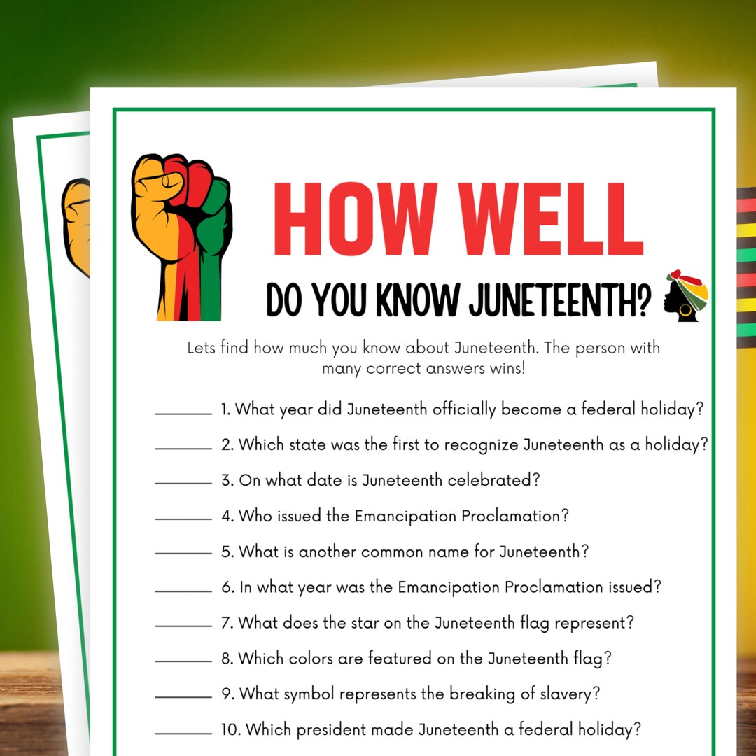 Juneteenth Games, How Well Do You Know Juneteenth?, Juneteenth Trivia ...