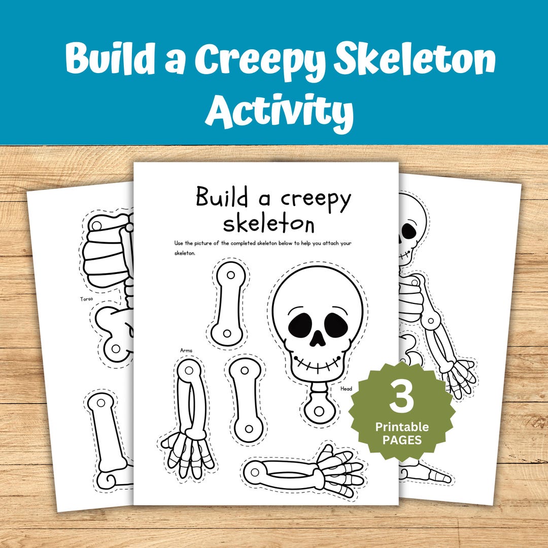 Build A Skeleton Craft Printable Halloween Activity for Kids DIY ...
