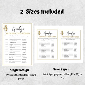 Goodbye Around the World, Goodbye Match Up, Farewell Party Games ...