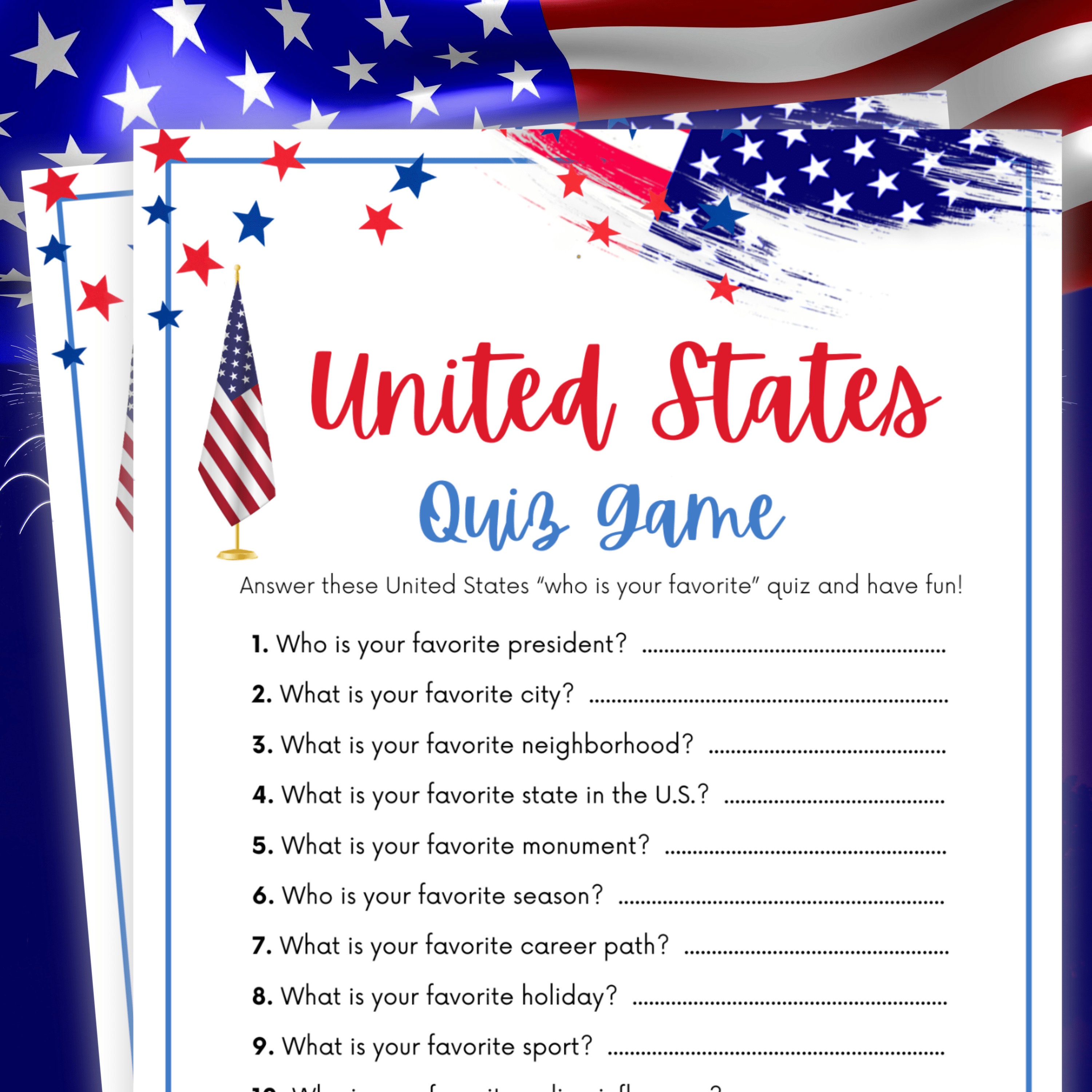 Patriotic Games, Quiz Game, 4th of July Games, Memorial Day Games ...