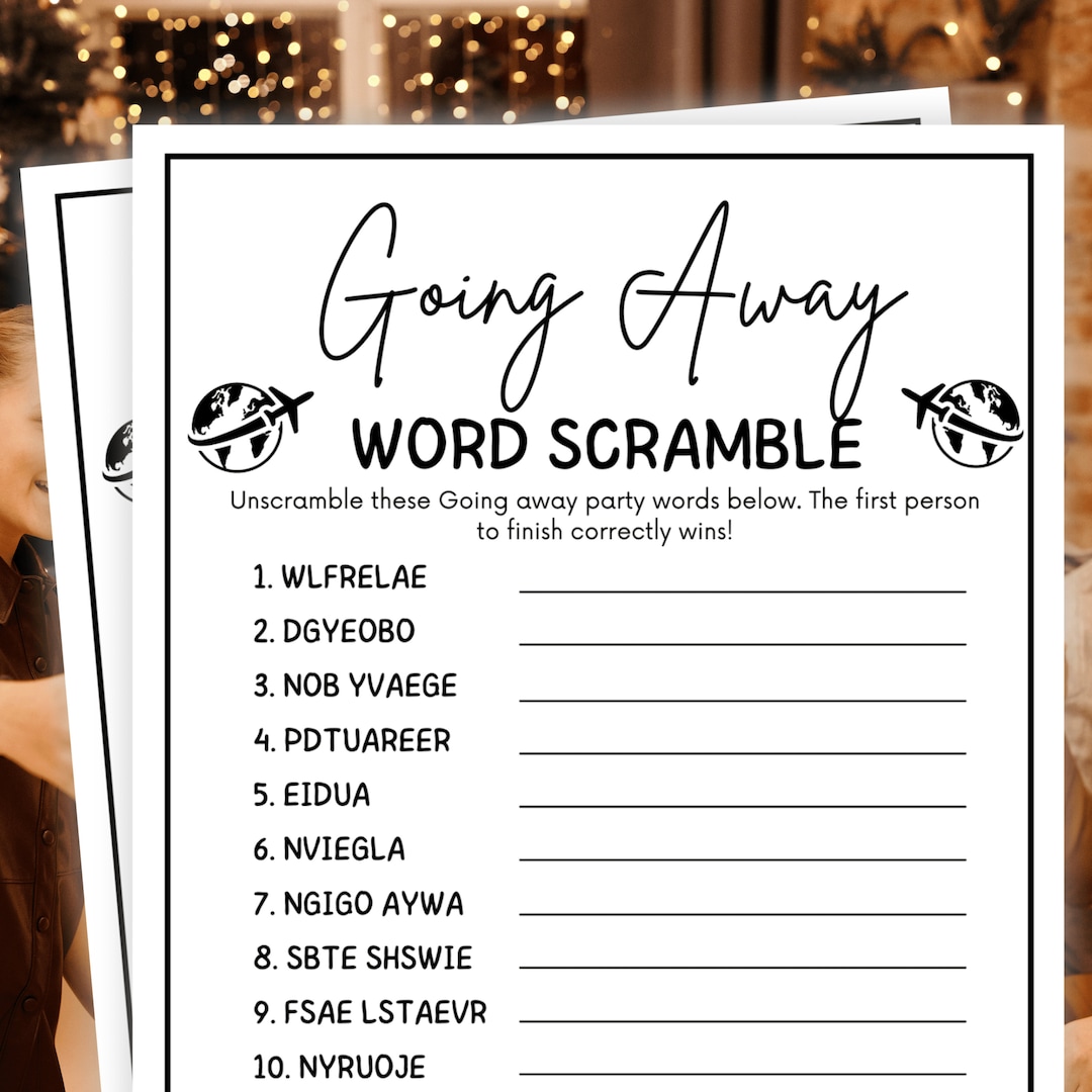 Going Away Party Games, Word Scramble, Going Away Games, Farewell ...