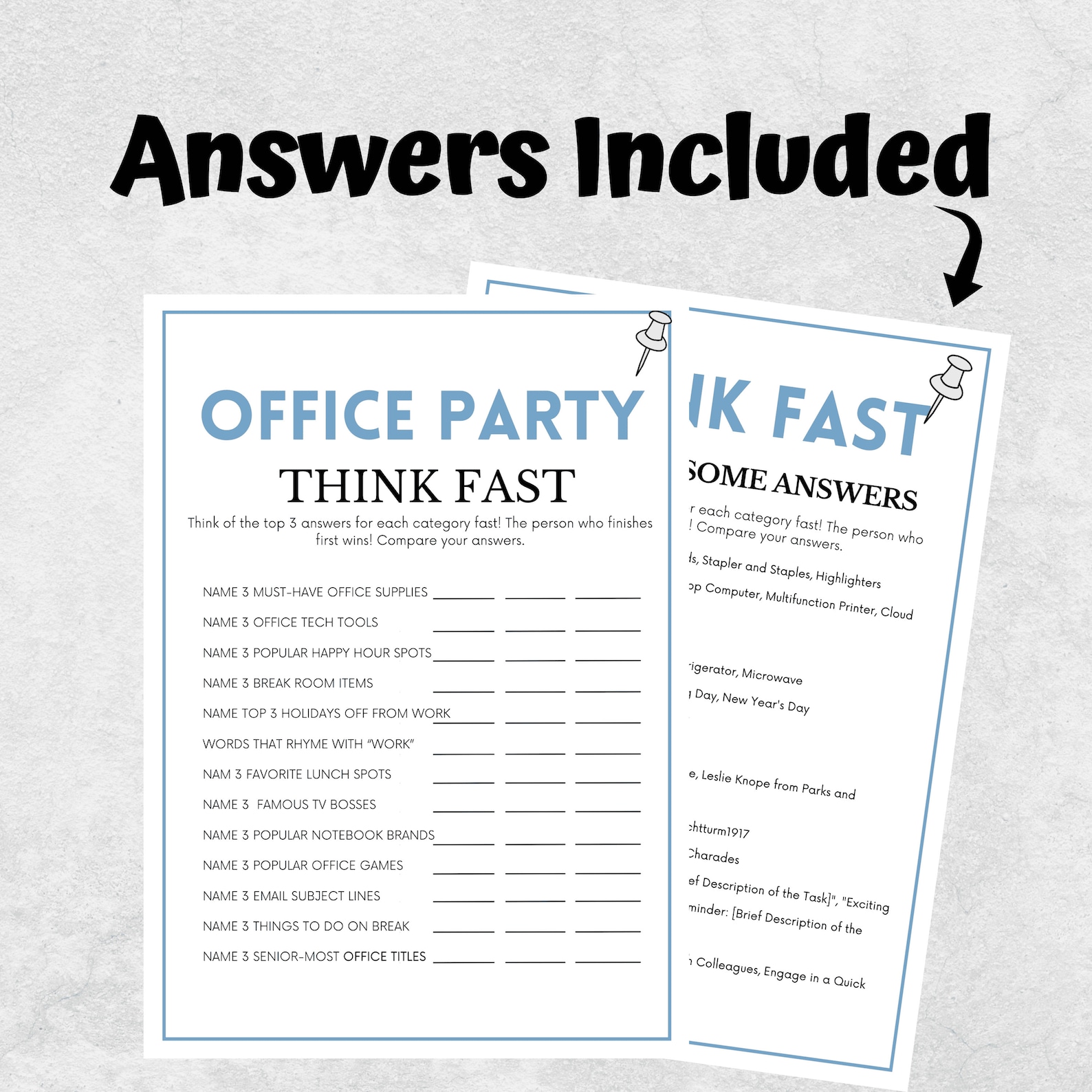 Office Trivia, Think Fast Game, Office Party Games, Work Party Games, Staff Appreciation Games ...