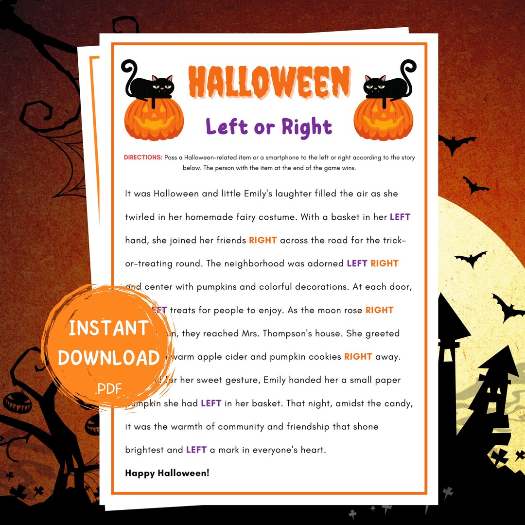 Halloween Left or Right Game, Halloween Games for Kids, Halloween Games ...