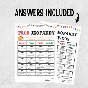 Taco Party Games, Jeopardy, Taco Trivia, Taco Tuesday Games, Taco ...
