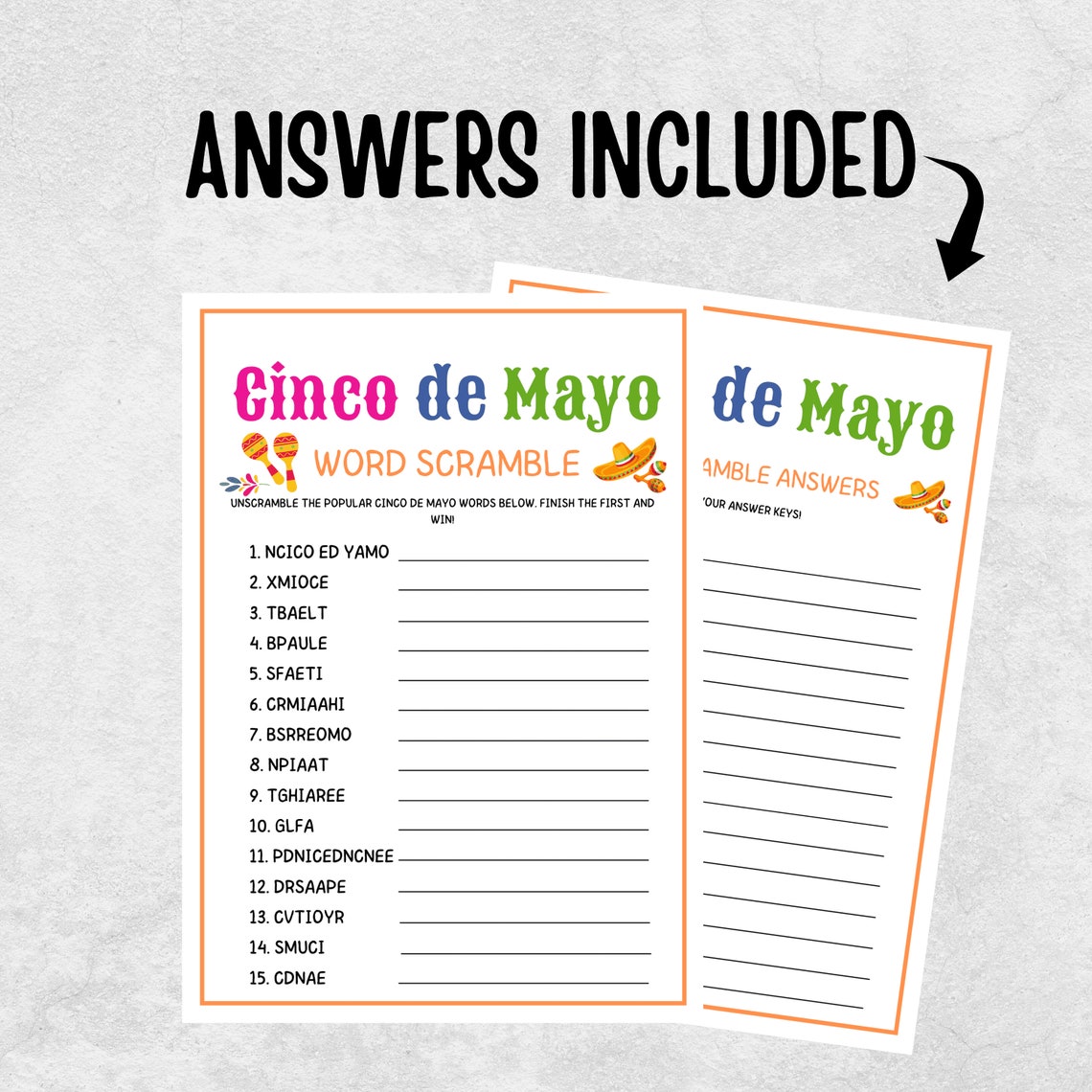 Cinco De Mayo Games, Word Scramble, Cinco De Mayo Party Games for ...