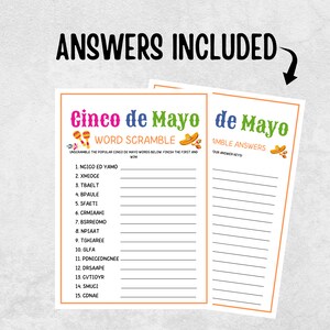 Cinco De Mayo Games, Word Scramble, Cinco De Mayo Party Games for ...