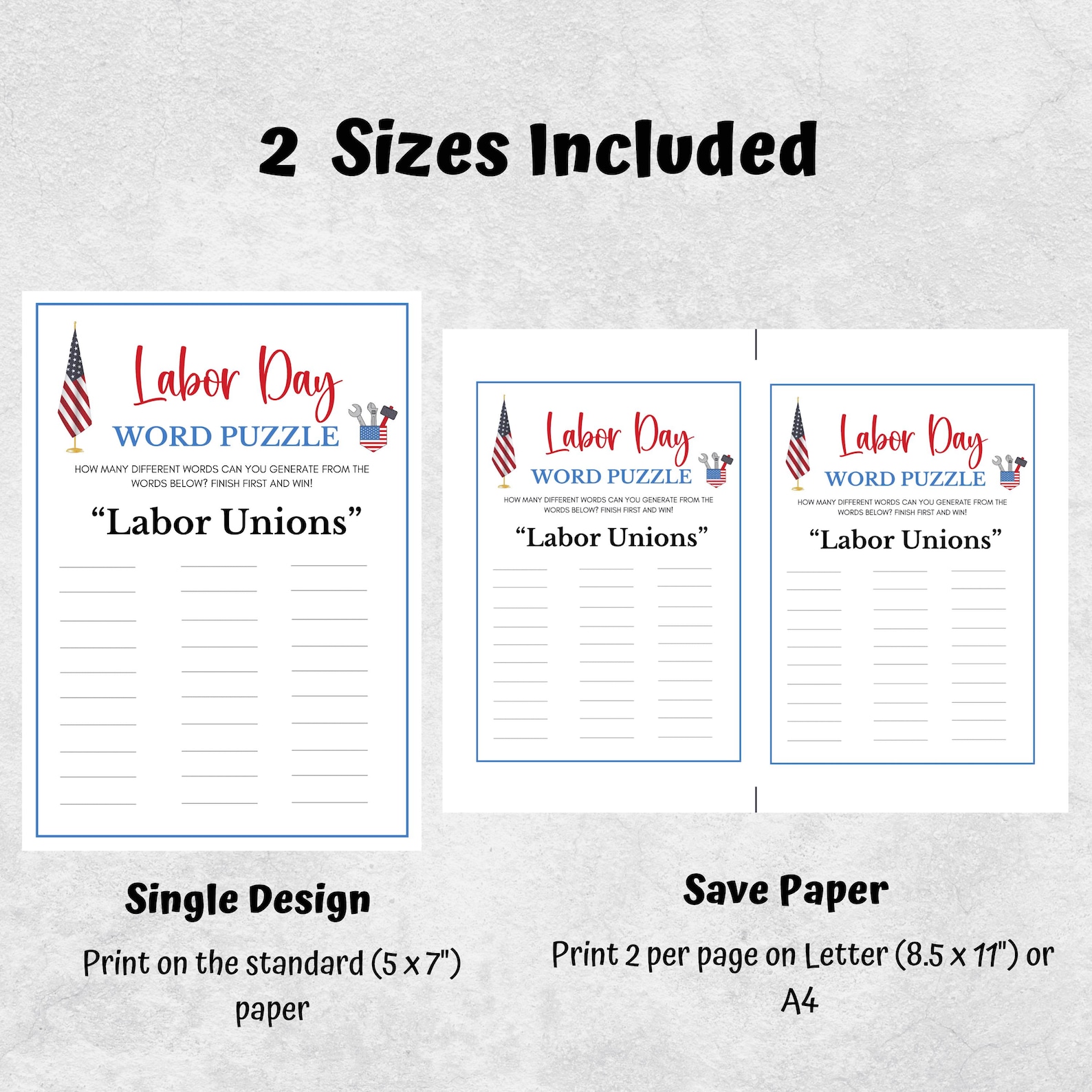 Labor Day Games, Word Puzzle, Printable Labor Day Games, Labor Day ...