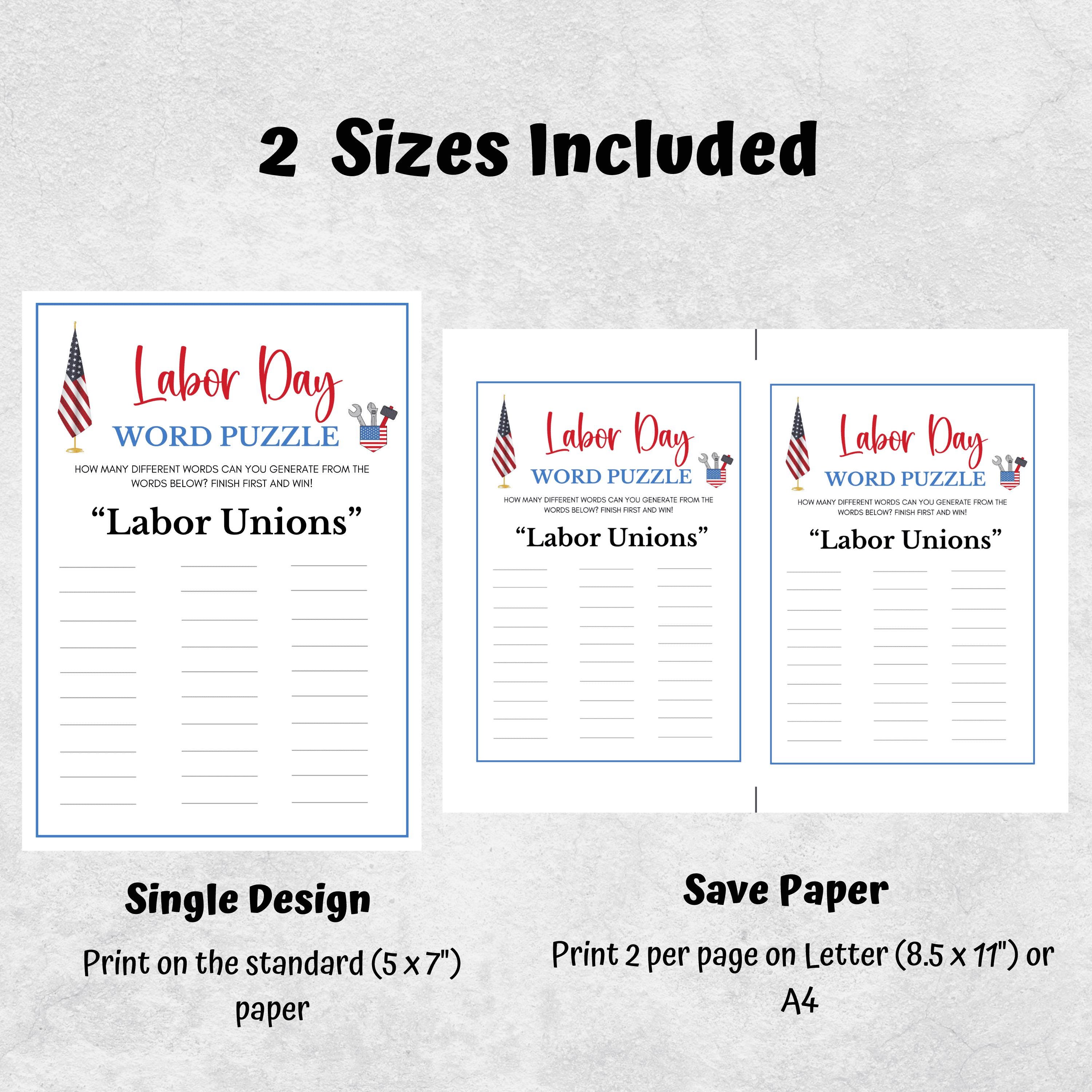 Labor Day Games, Word Puzzle, Printable Labor Day Games, Labor Day ...