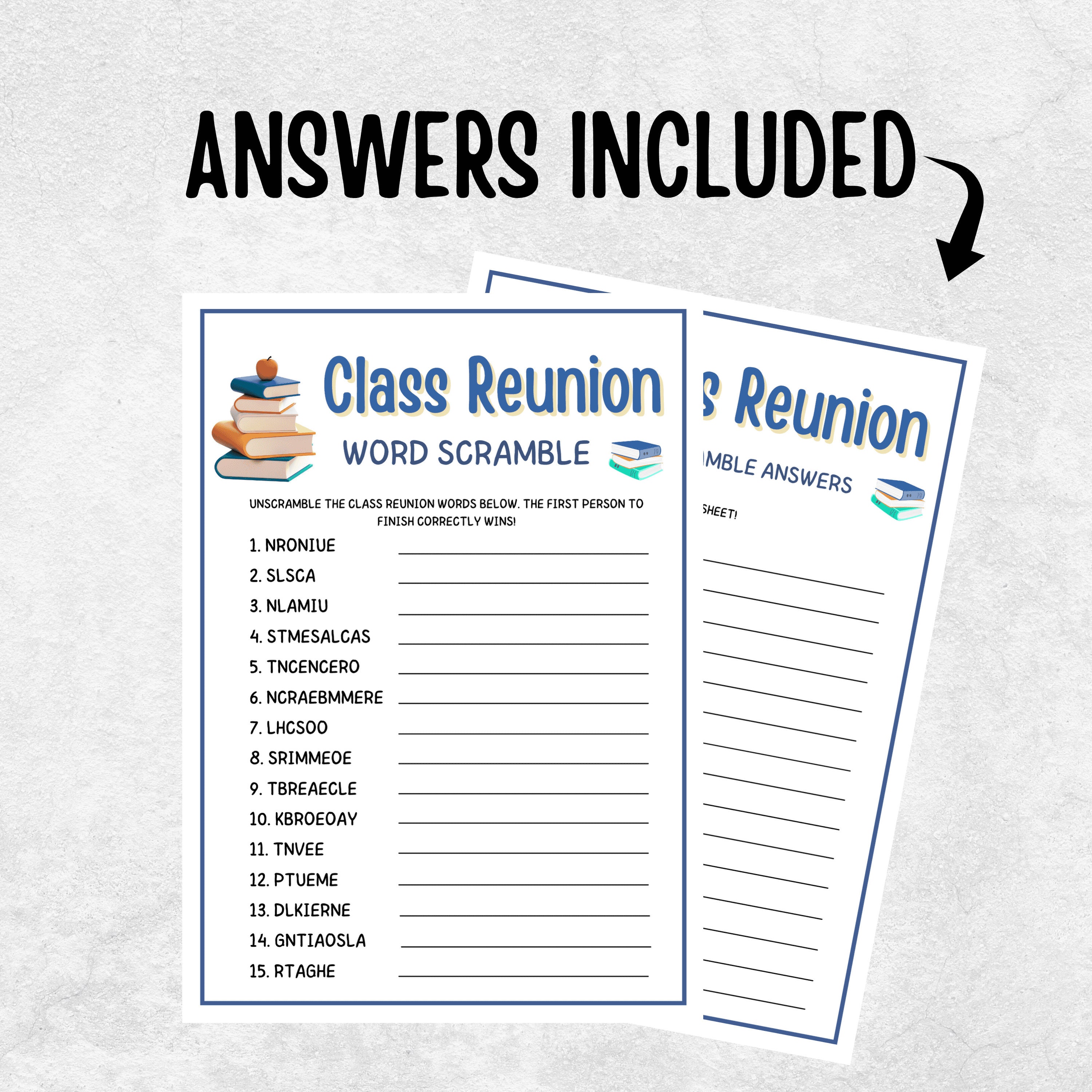 Class Reunion Games, Word Scramble, Class Reunion Party Game, Alumni ...