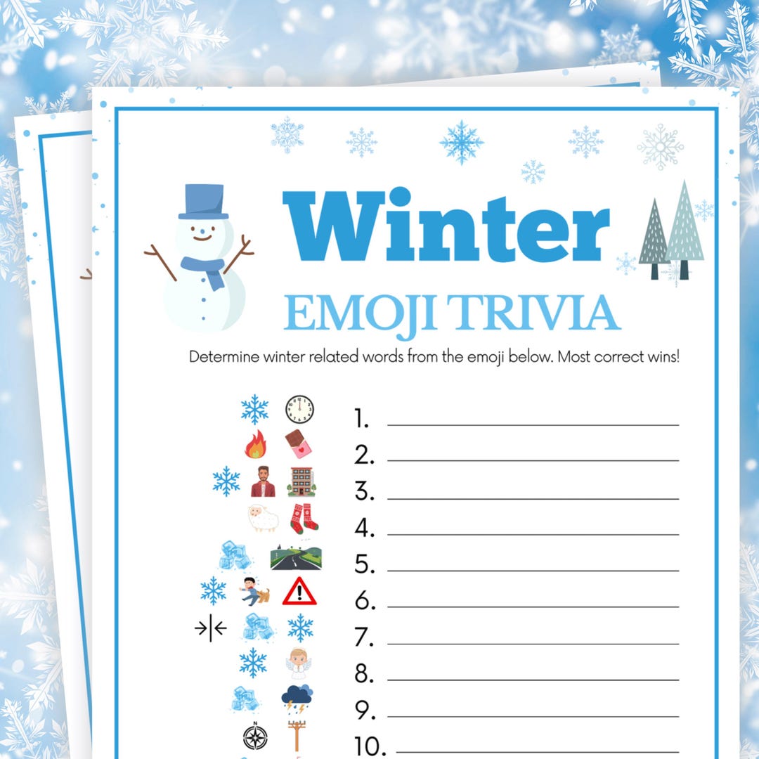 Winter Trivia, Winter EMOJI Game, Winter Games, Winter Party Games ...