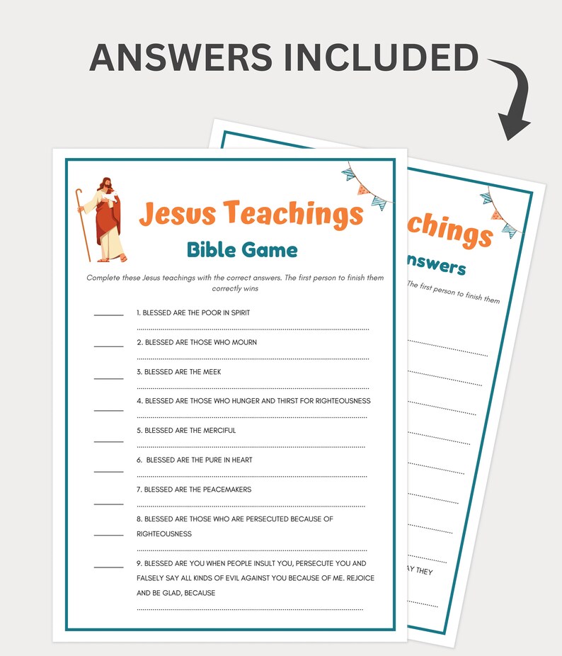 Bible Trivia, Jesus Teachings Trivia, Bible Games, Bible Games for Kids ...
