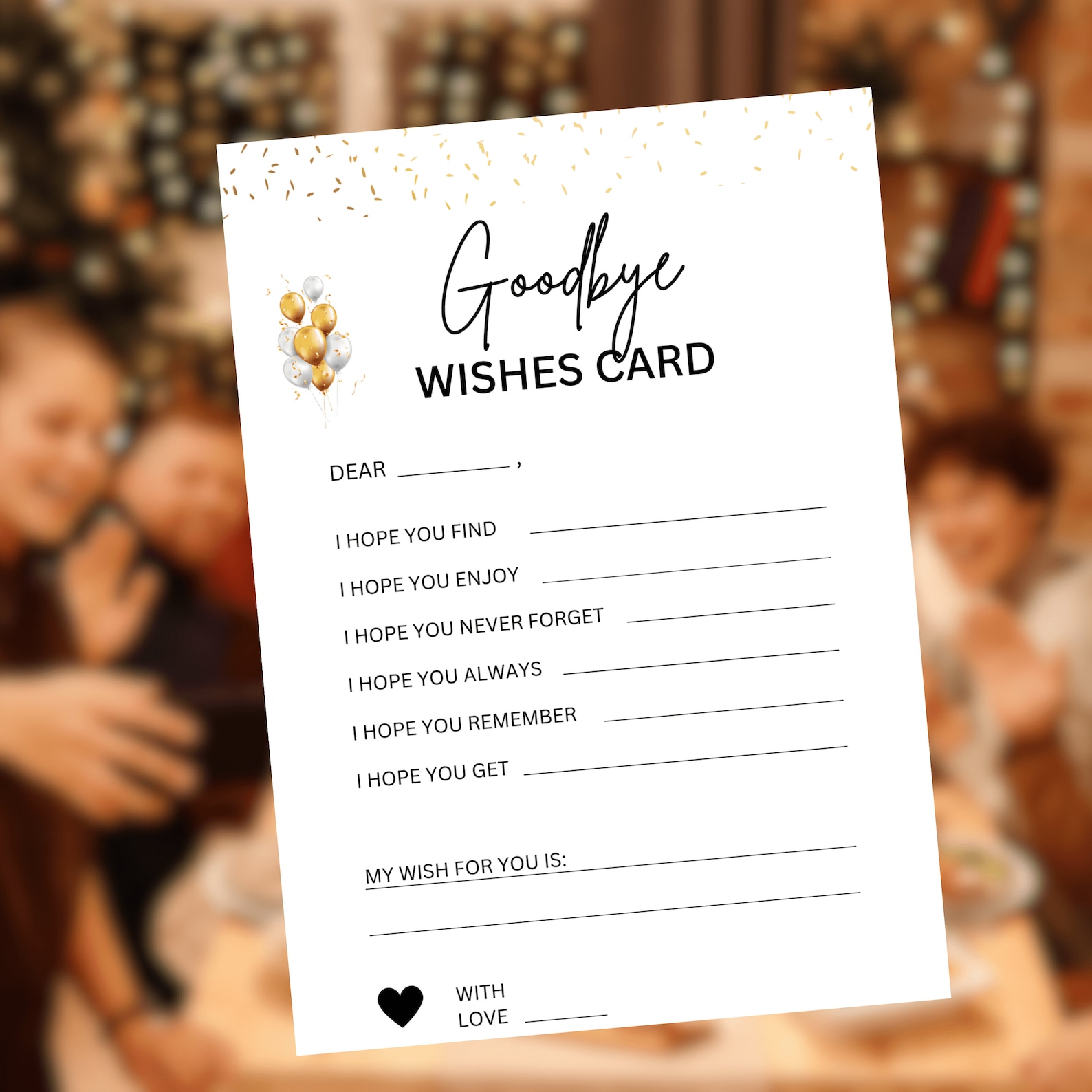 Goodbye Wishes Card, Going Away Party Games, Going Away Games, Farewell ...