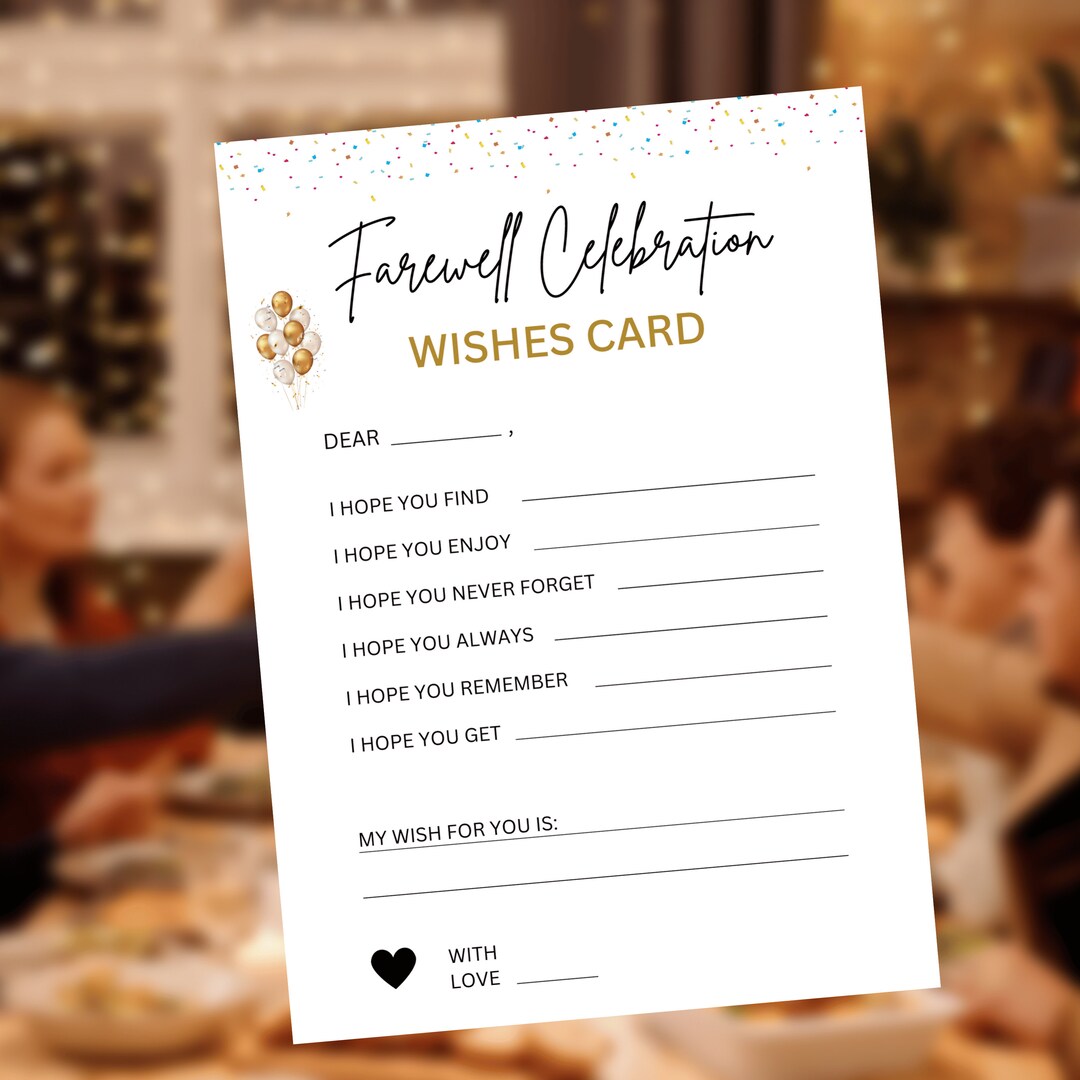 Farewell Party Games, Wishes CARD, Farewell Celebration, Going Away ...