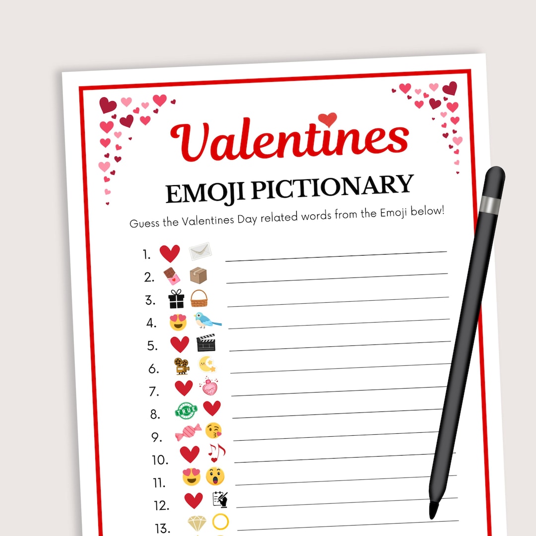 Valentines Day Emoji Pictionary Game, Fun Valentines Day Games ...