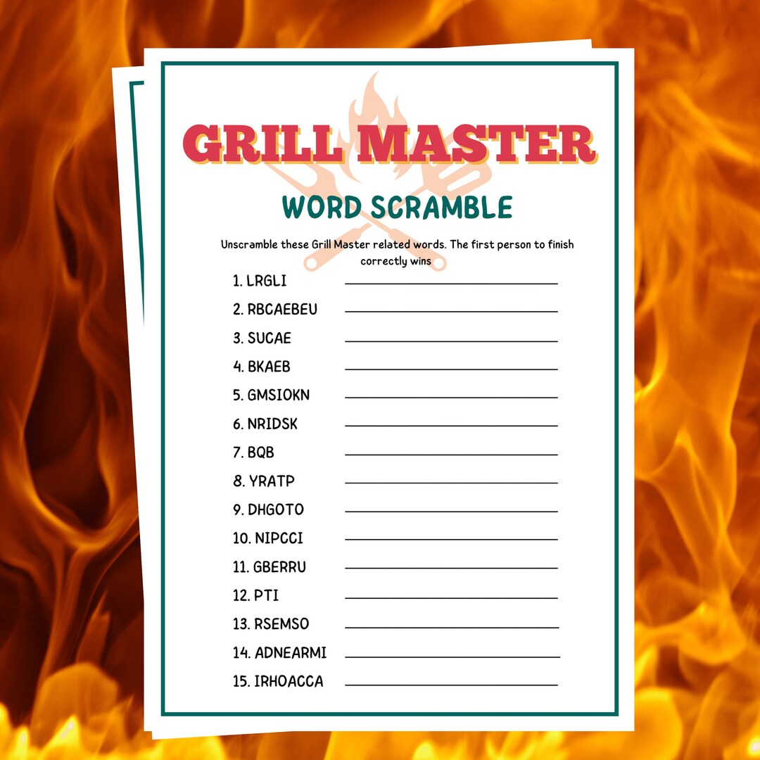 Grill Master Games, Word Scramble, BBQ Party Games, Summer Games, Grill ...
